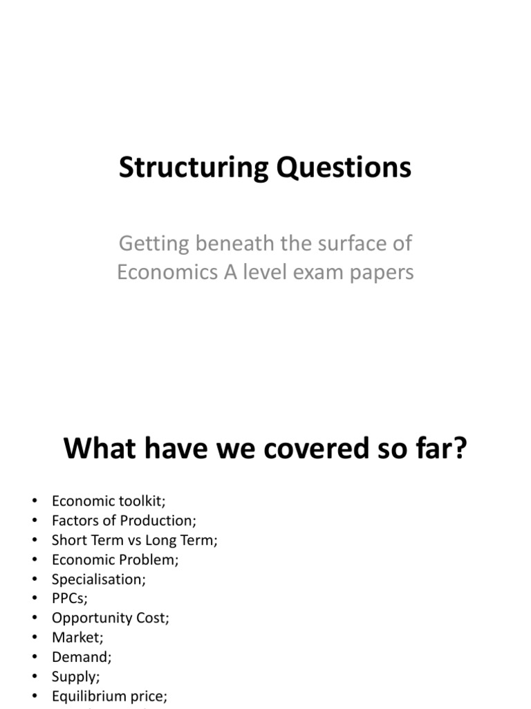 Structuring Questions: Getting Beneath The Surface of Economics A Level ...