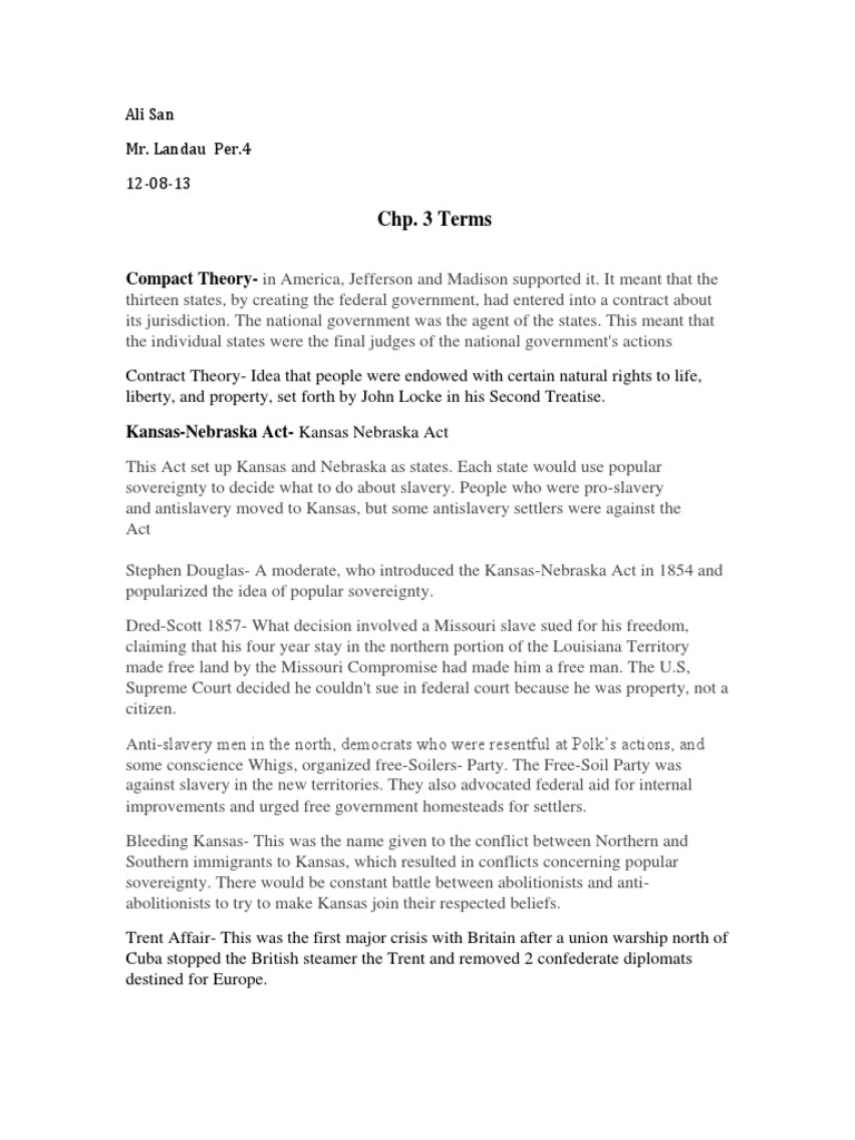 Chp. 3 Terms: Compact Theory | PDF | Abolitionism In The United States ...