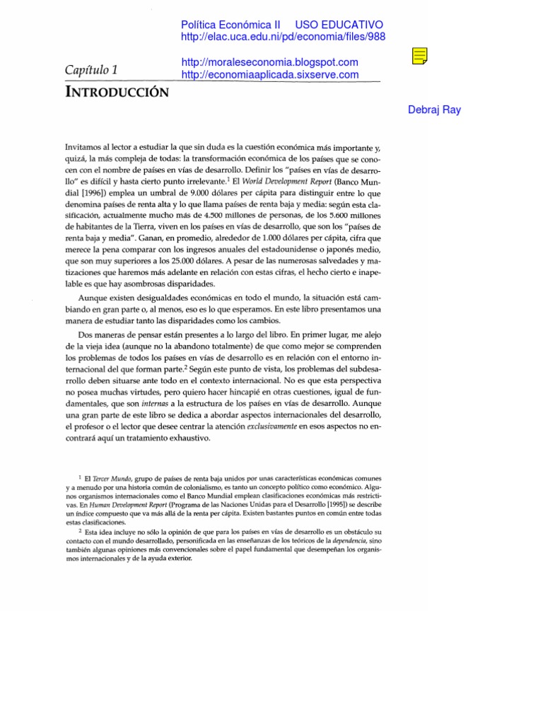 ECONOMIA DEL DESARROLLO Cap 1 y 2 - Debraj Ray PDF | PDF ECONOMIA DEL DESARROLLO Cap 1 y 2 - Debraj Ray PDF | PDF