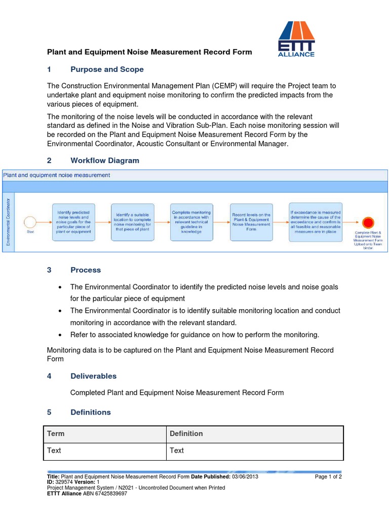 Noise Ment Record Form | PDF | Noise | Project Management