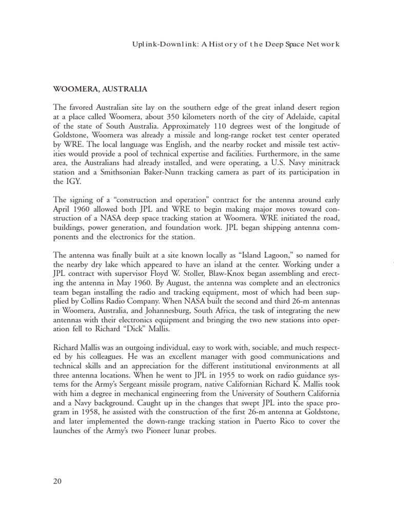 01 Woomera Australia | PDF | Nasa Deep Space Network | Spaceflight