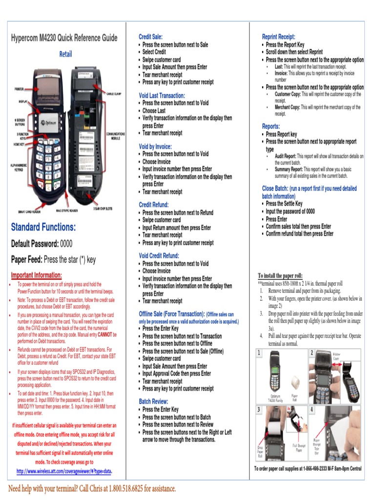 Hypercom M4230 QRG Retail-Restaurant | PDF | Debit Card | Receipt