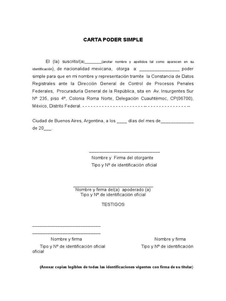 Carta Poder Simple | PDF