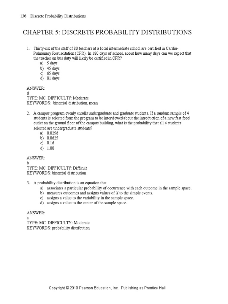 Chapter 5: Discrete Probability Distributions | PDF | Probability ...