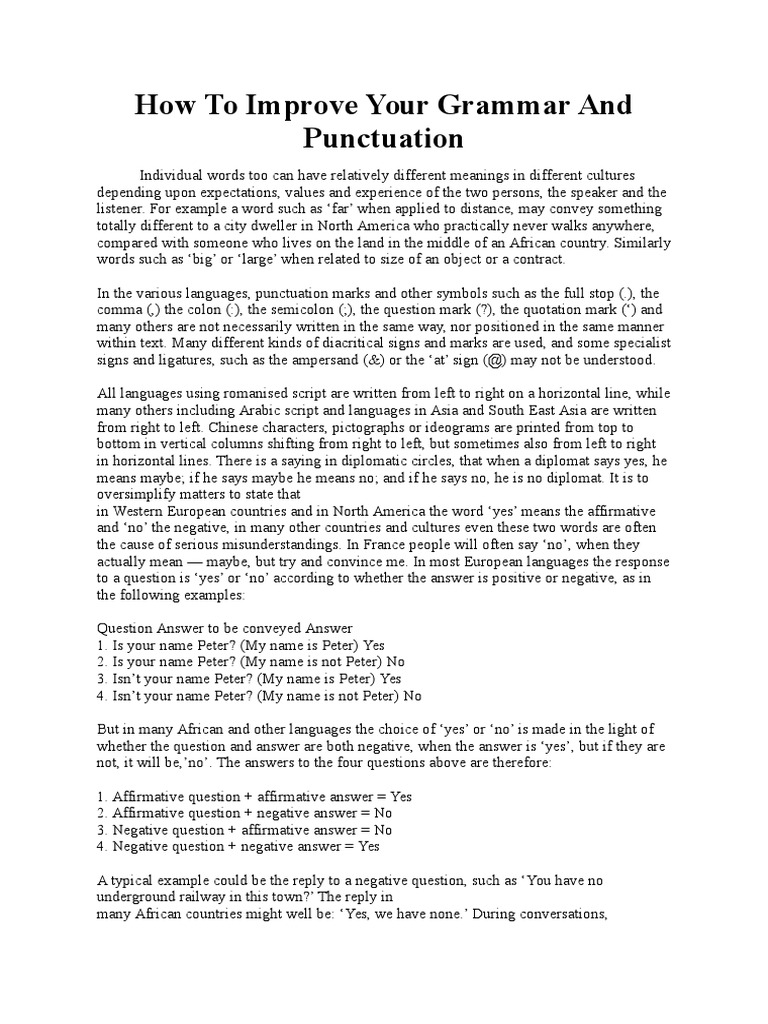 How To Improve Your Grammar and Punctuation 2003 | PDF | Punctuation ...