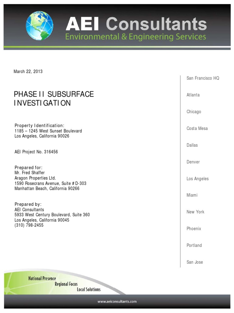 Toxic Hazards: Phase II Subsurface Investigation (March 22, 2013) | PDF ...