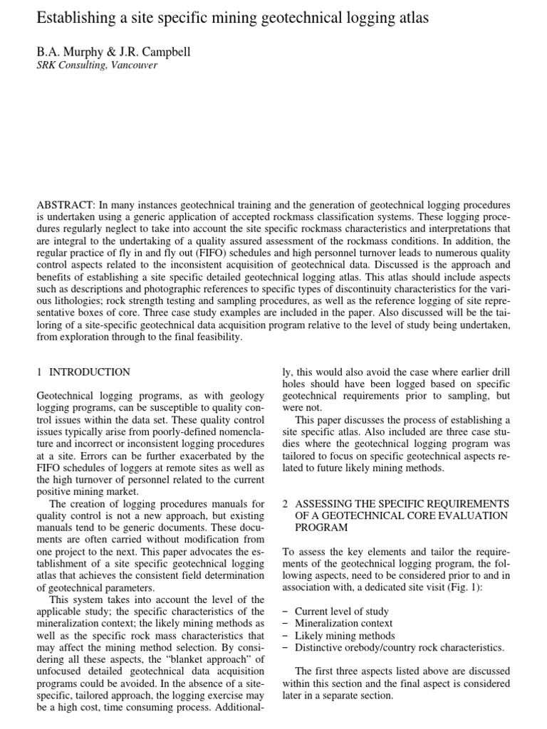 Site-Specific Geotechnical Logging Atlas | PDF | Geotechnical ...