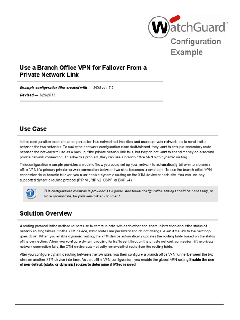VPN Failover Configuration Example (en-US) PDF | PDF | Virtual Private ...