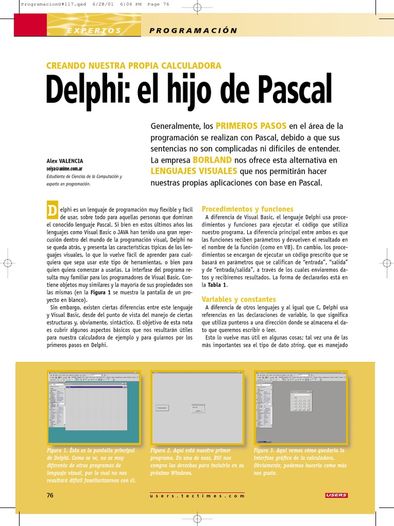 Delphi. El Hijo de Pascal PDF | PDF | Básico | Lenguaje de programación