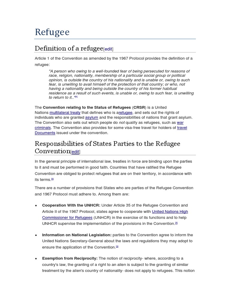 Refugee: Definition of A Refugee | PDF | Refugee | Treaty
