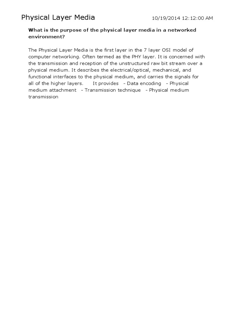 Physical Layer Media in Networking | PDF