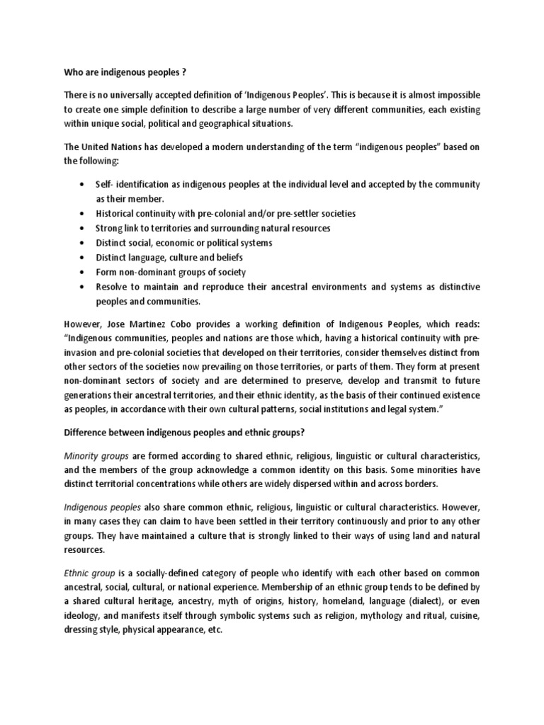 Understanding Indigenous Peoples: Defining Their Distinct Identity ...