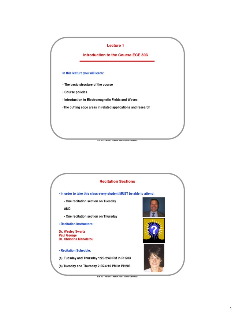 Introduction To The Course Ece 303 In This Lecture You Will Learn