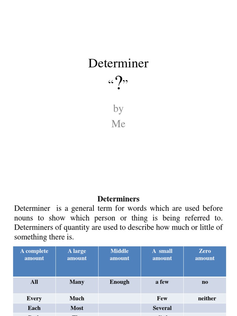 Understanding Determiners of Quantity | PDF