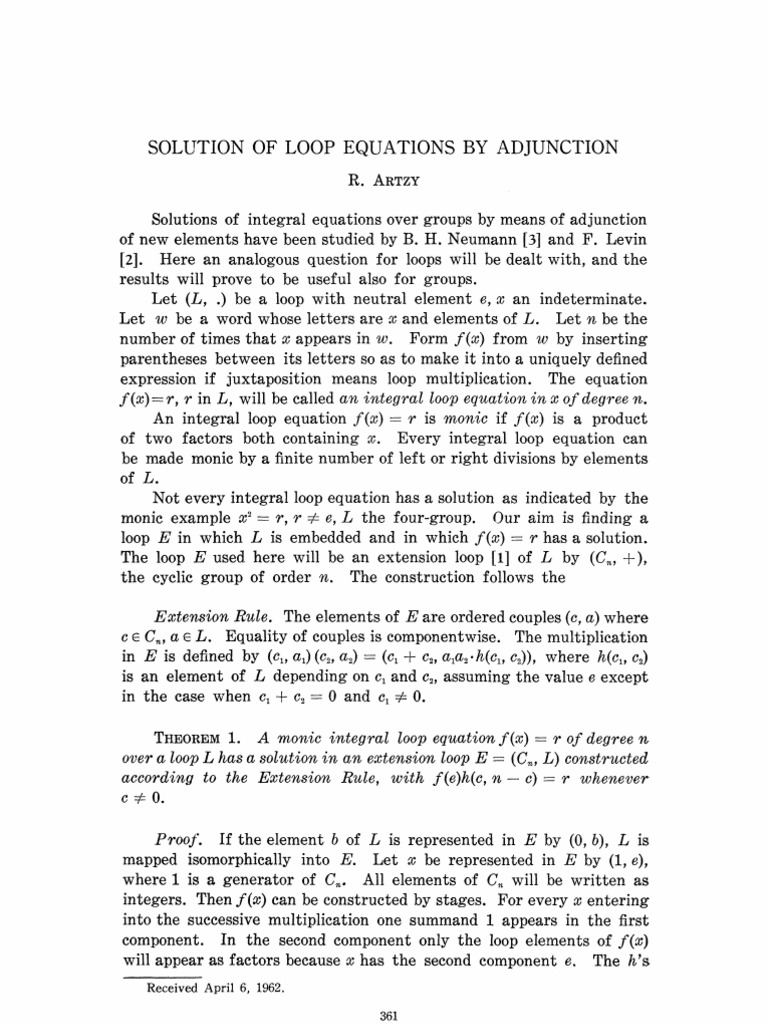 Solution of Loop Equations by Adjunction | PDF | Group (Mathematics ...