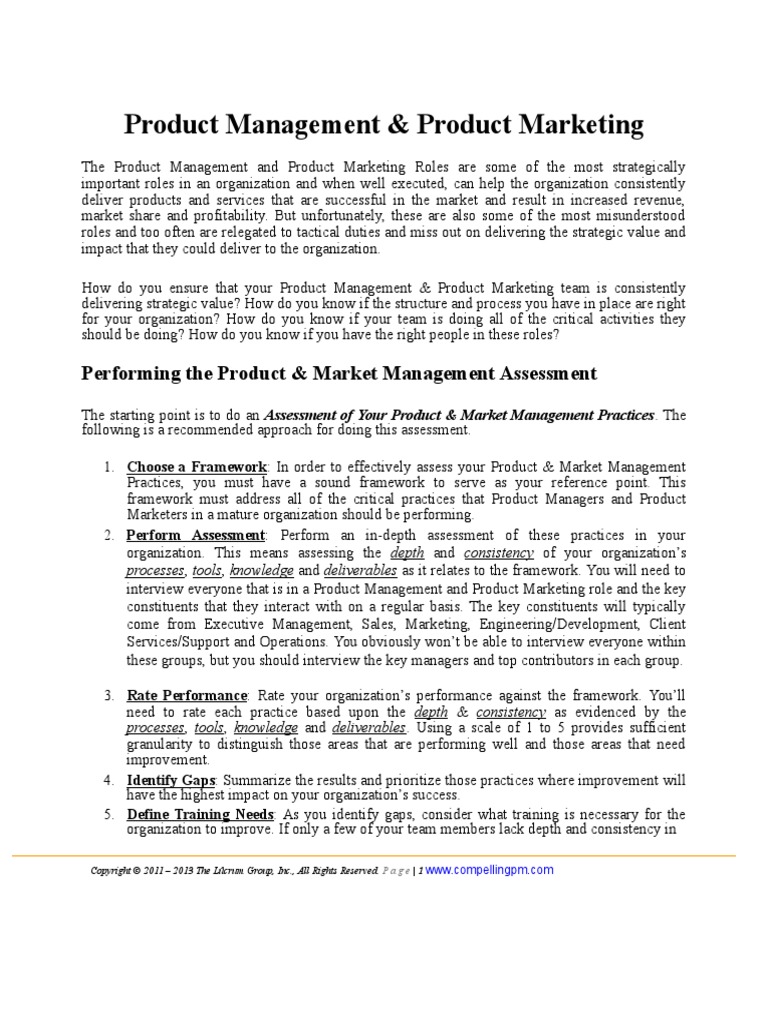 Product Management & Product Marketing | PDF | Strategic Management ...