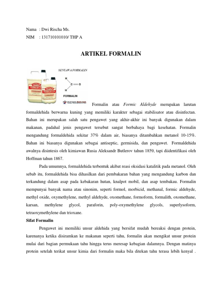 Bahaya Formalin dalam Makanan | PDF