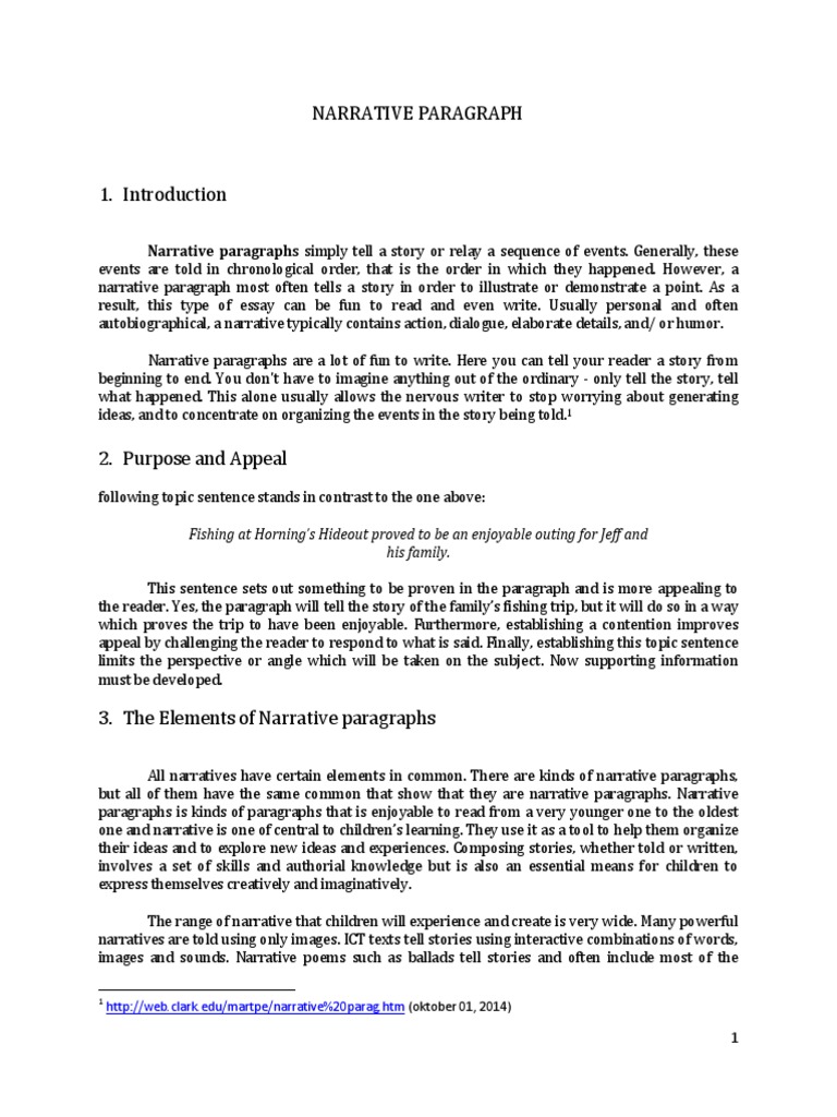 1 narrative Paragraph PDF Narrative Essays