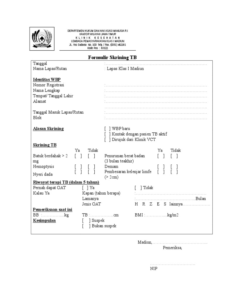 Formulir Skrining TB | PDF