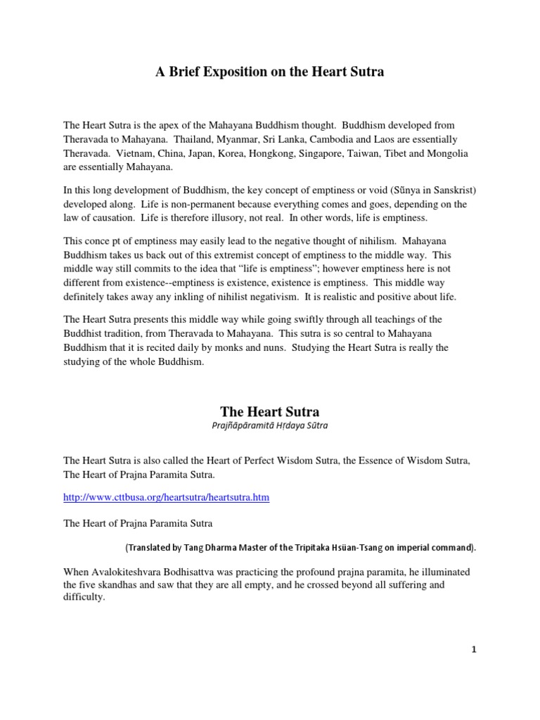 A Brief Exposition On The Heart Sutra: Prajñāpāramitā H Daya Sūtra ...