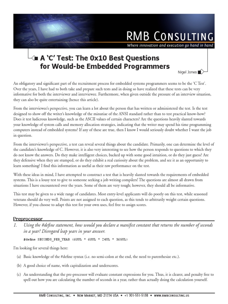 RMB Consulting: A C' Test: The 0x10 Best Questions For Would-Be ...