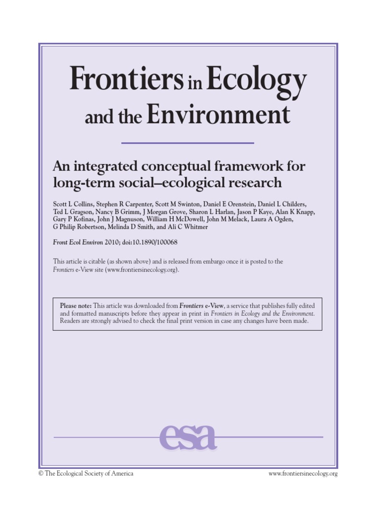 Collins Et Al., 2011. An Integrated Conceptual Framework For Long Term ...