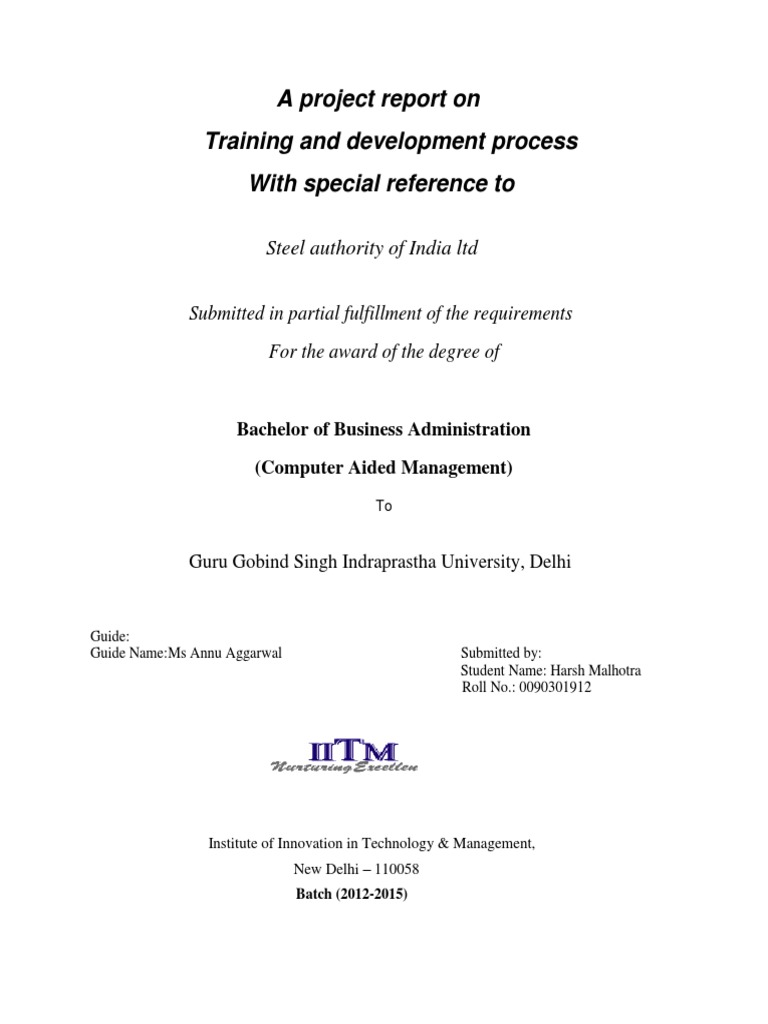 A Project Report On Training and Development Process With Special ...