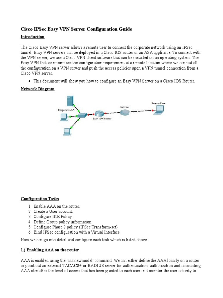 Cisco IPSec Easy VPN Server Configuration Guide | PDF | Virtual Private ...