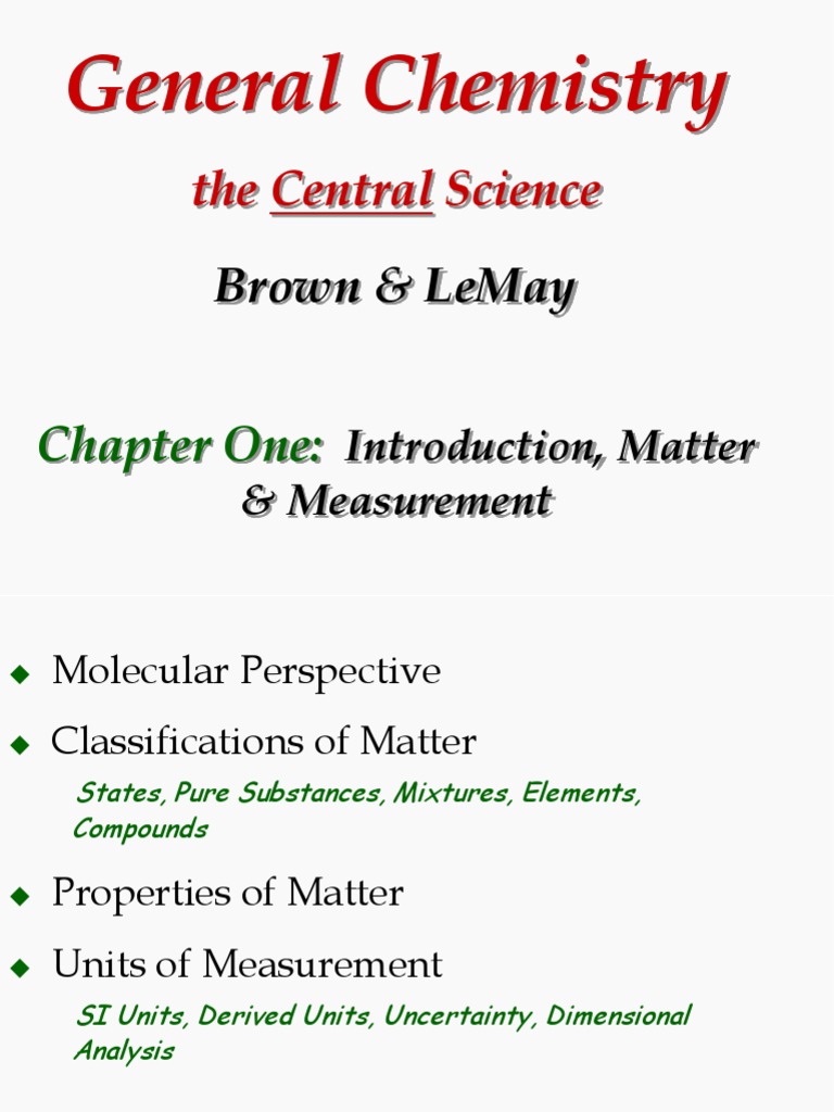 Chapter One: Introduction, Matter & Measurement | PDF | Significant Figures | Chemical Elements