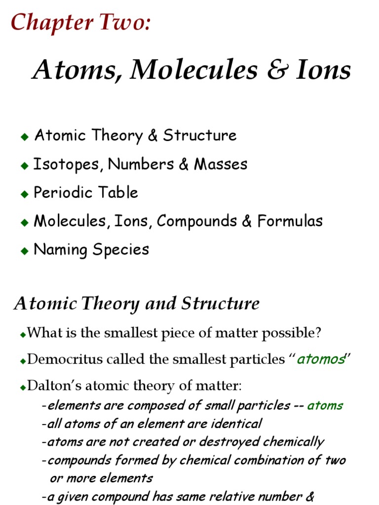 Atoms, Molecules & Ions | PDF | Ion | Molecules