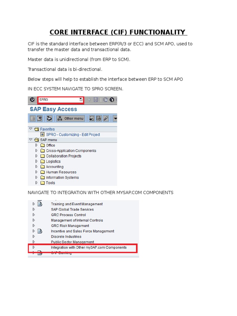 SAP APO Cif Setup Step by Step | PDF