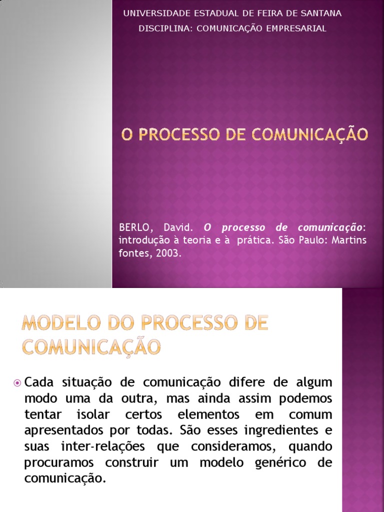 Elementos do Processo de Comunicação | PDF | Comunicação | Epistemologia