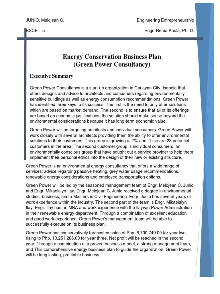 Energy Conservation Business Plan (Green Power Consultancy) : Executive ...