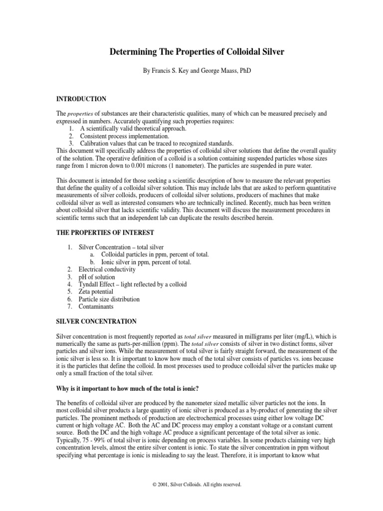 Colloidal Silver Properties | PDF | Atomic Absorption Spectroscopy ...