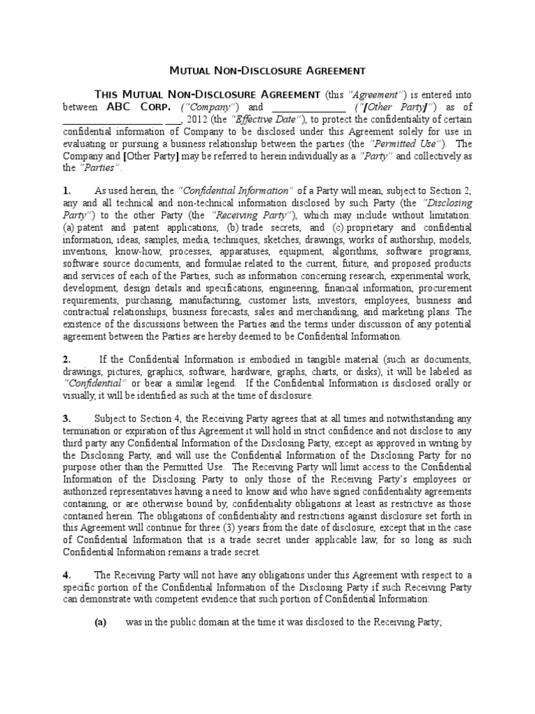 Mutual Nda | PDF | Non Disclosure Agreement | Trade Secret