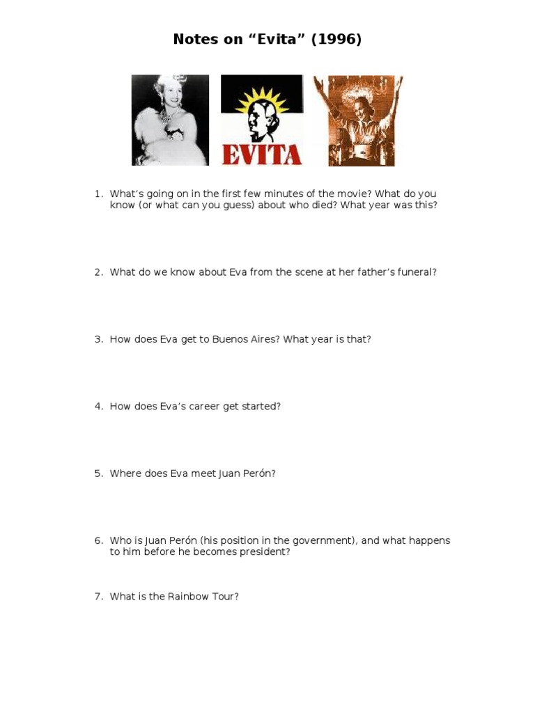 Evita Questions | PDF | Travel