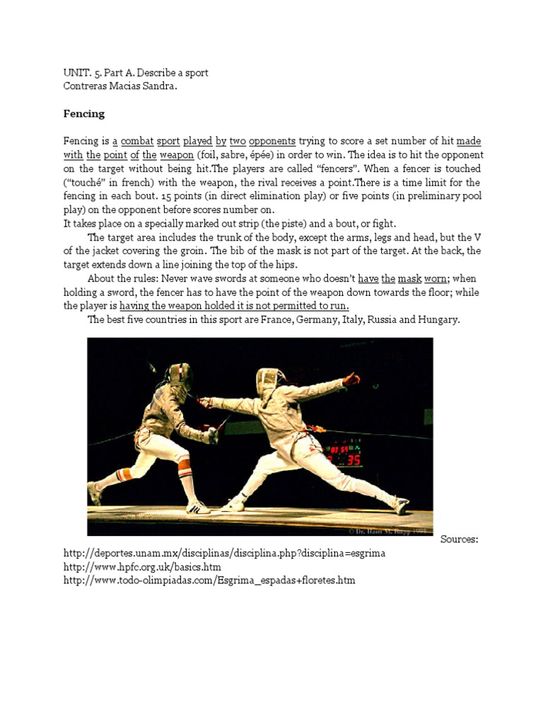 Fencing PDF | PDF | Fencing | Combat Sports