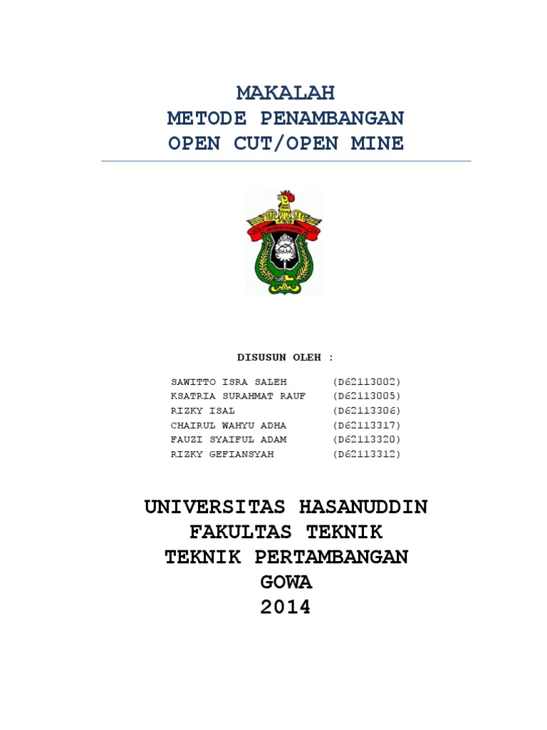 Metode Penambangan Open Cut | PDF