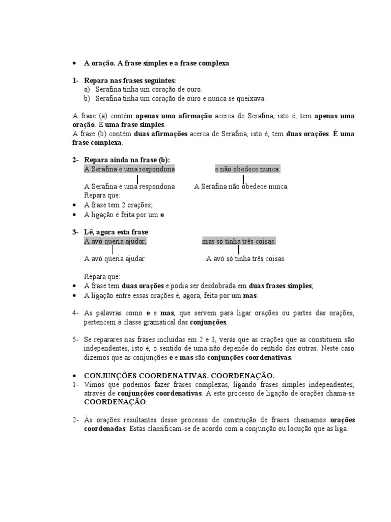 Frase Simples e Complexa | PDF | Idiomas