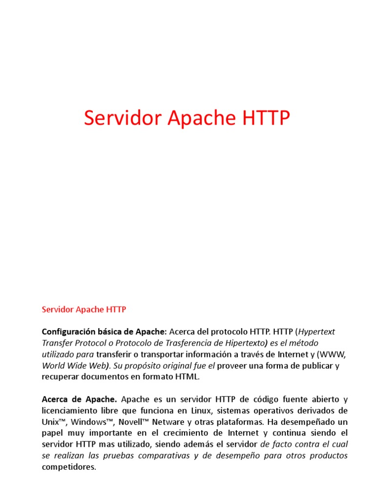Servidor Apache HTTP | PDF | Servidor HTTP Apache | Protocolo de ...