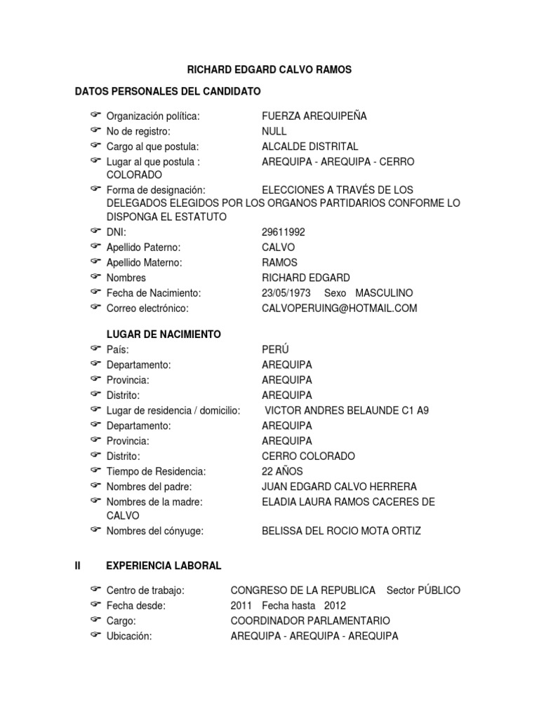 Biografia de Richard Calvo | PDF | Lima | Perú