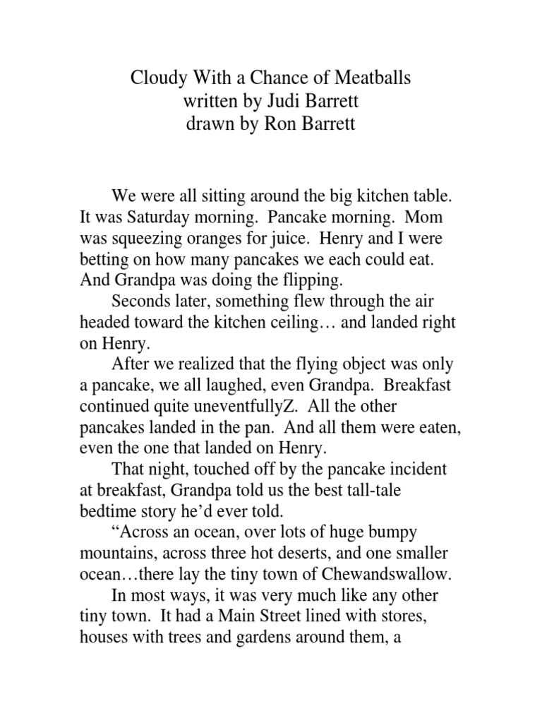 Cloudy with a Chance of Meatballs.pdf | Meal | Food And Drink