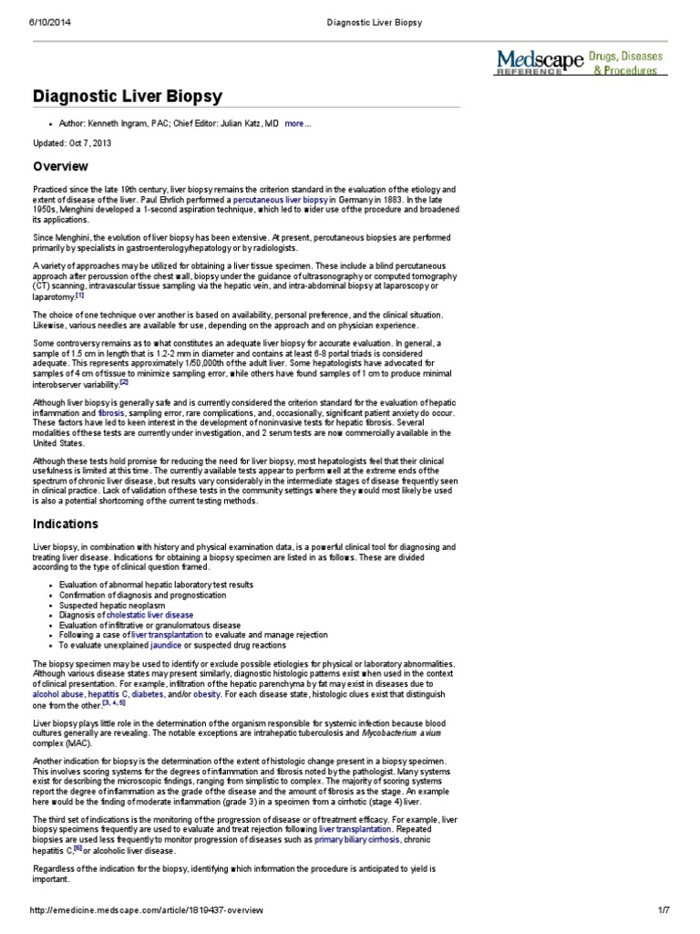 Diagnostic Liver Biopsy PDF | PDF | Cirrhosis | Diseases And Disorders