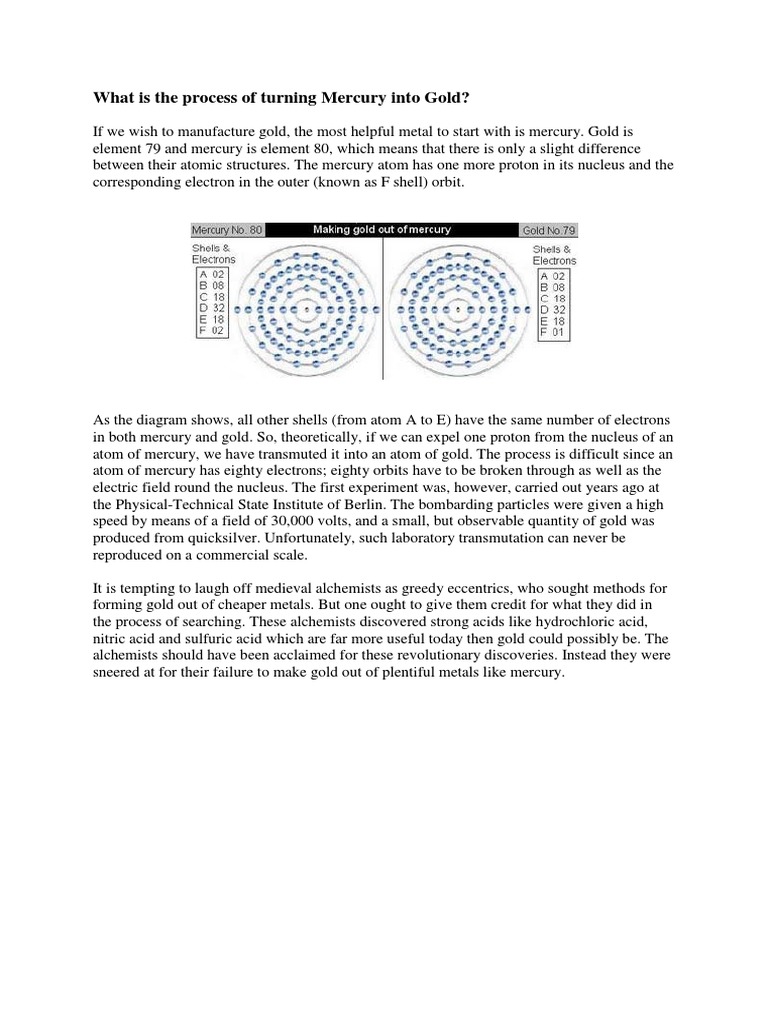 Transmuting Mercury into Gold Explained | PDF | Science & Mathematics