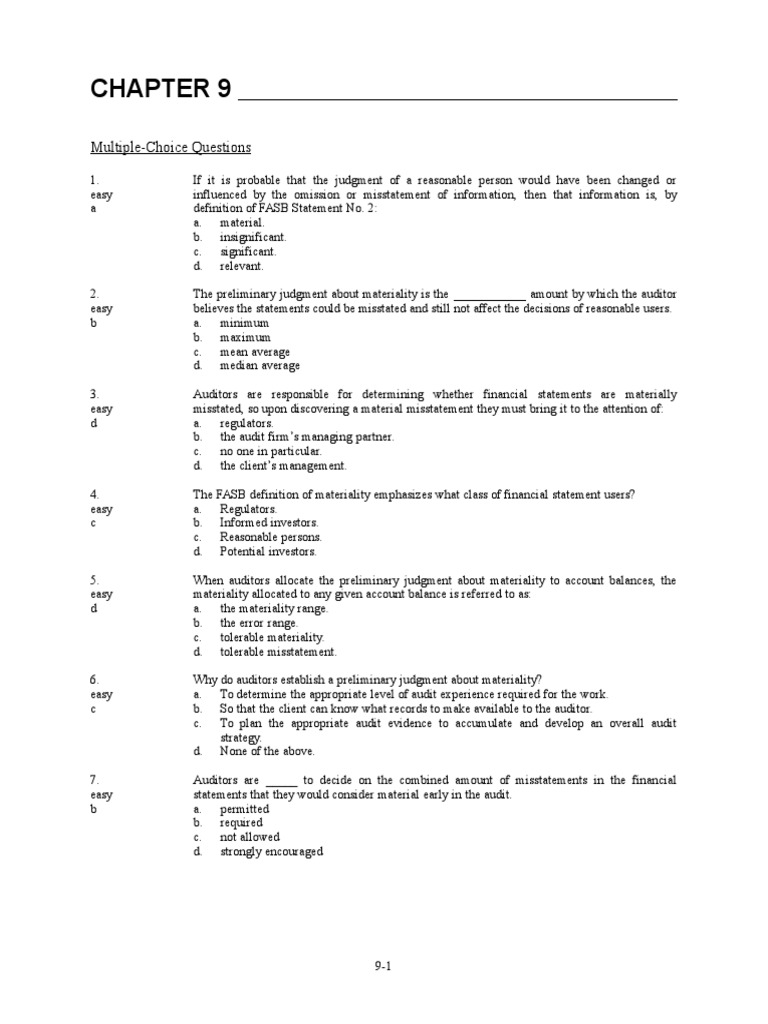 Chapter9 - Final | Download Free PDF | Financial Audit | Audit