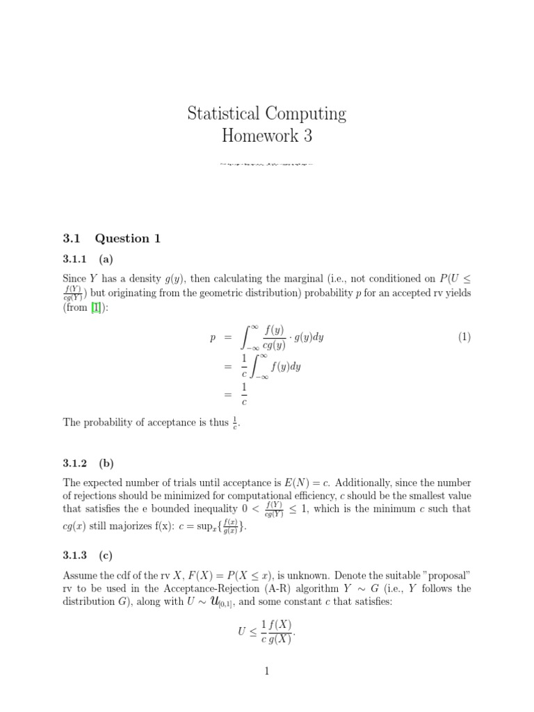 Accept-Reject Sampling Method Derivation and Computation in R | PDF ...