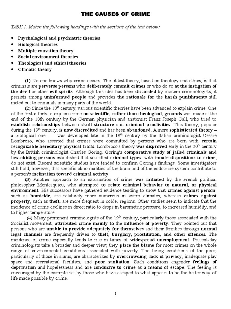 Causes of Crime | PDF | Criminology | Crime & Violence