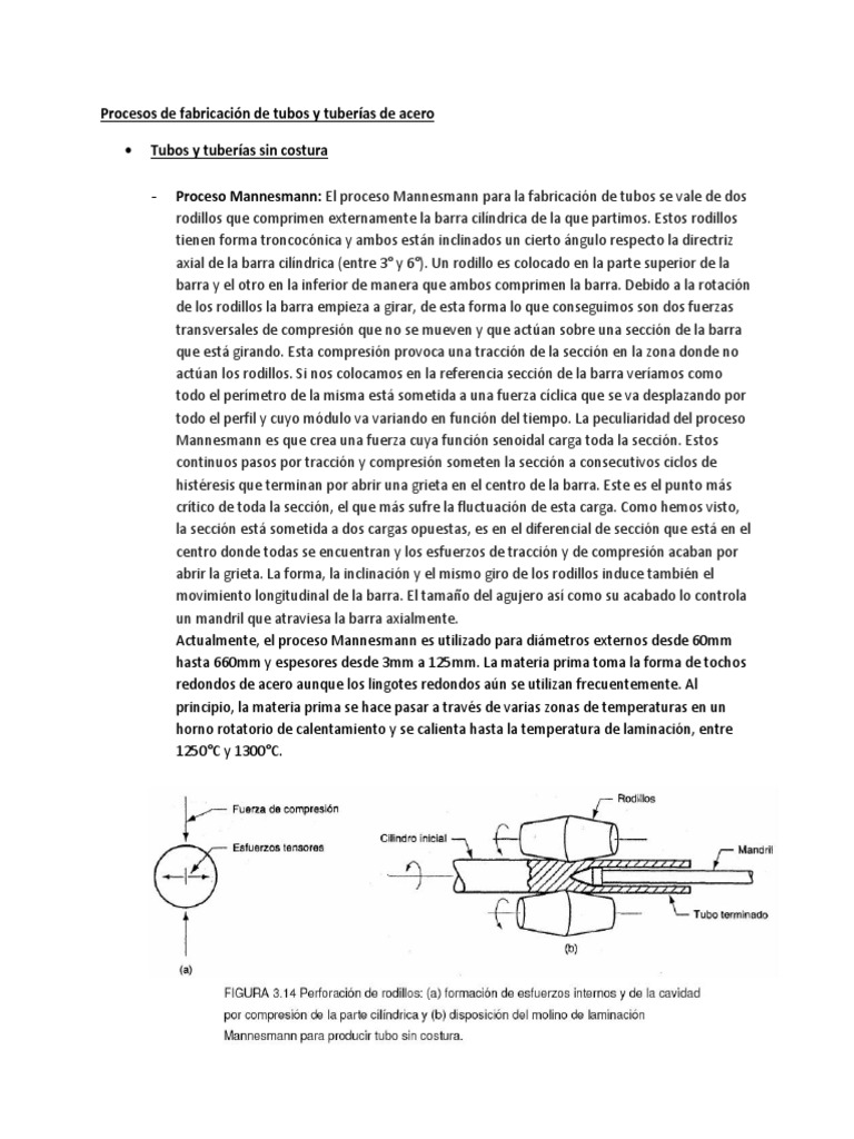 Proceso Mannesmann en fabricación de tubos | PDF | Soldadura | Construcción
