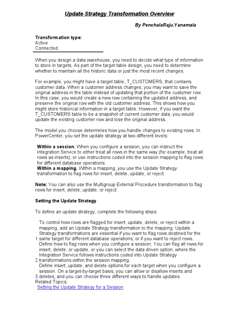 Update Strategy Transformation Overview | PDF | Databases | Computer Data