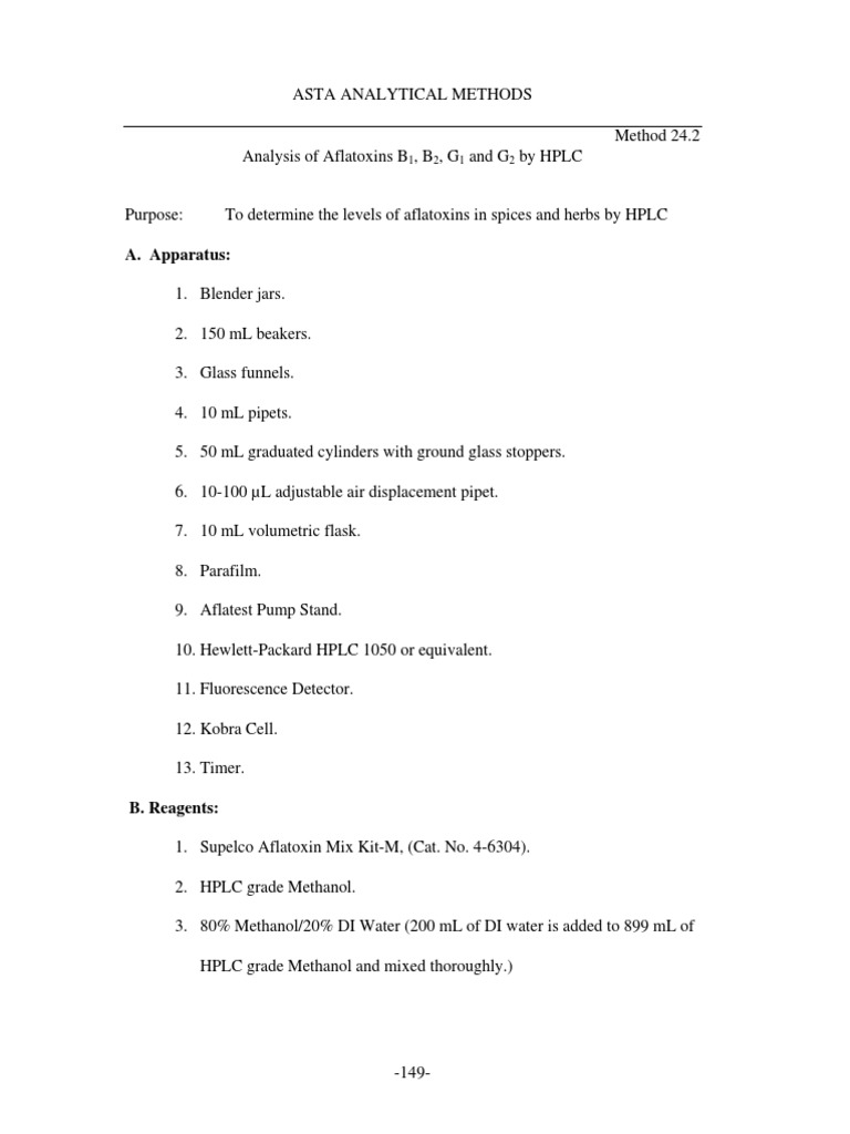 Asta Analytical Methods | PDF | Elution | High Performance Liquid ...